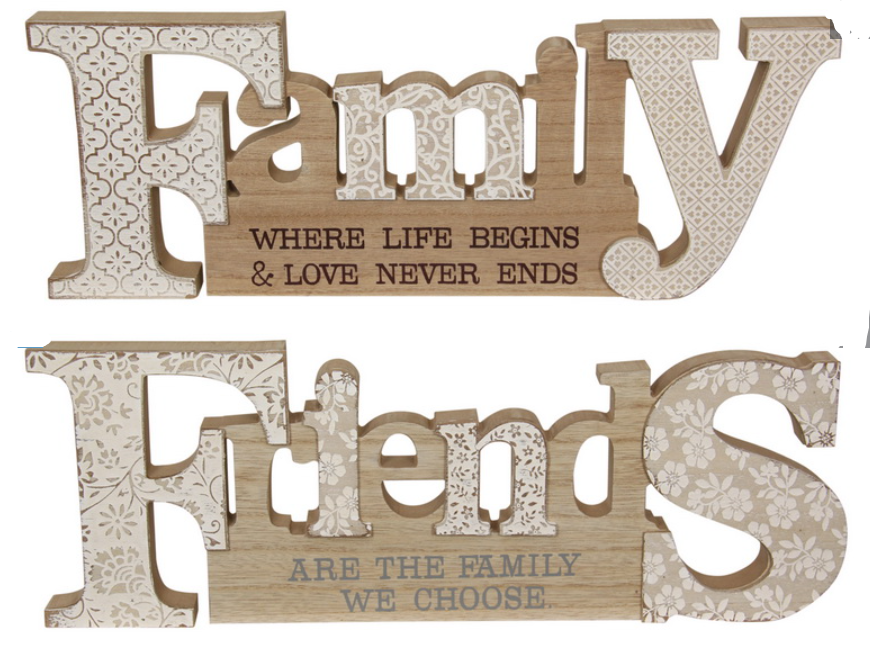 40CM MDF FAMILY/FRIEND DECOR SIGN 2 DIFFERENT AVAILABLE – CARGO DEPOT